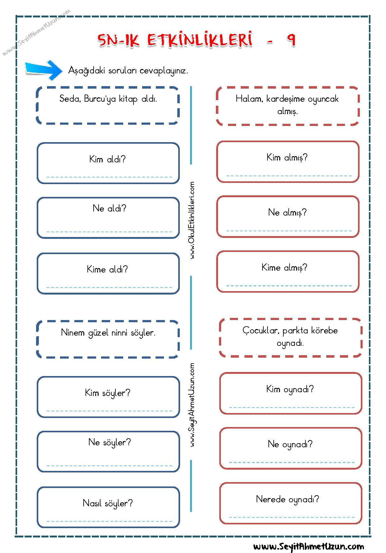1. Sınıf 5N1K Etkinliği – 9 - Seyit Ahmet Uzun – Eğitime Yeni Bir Bakış