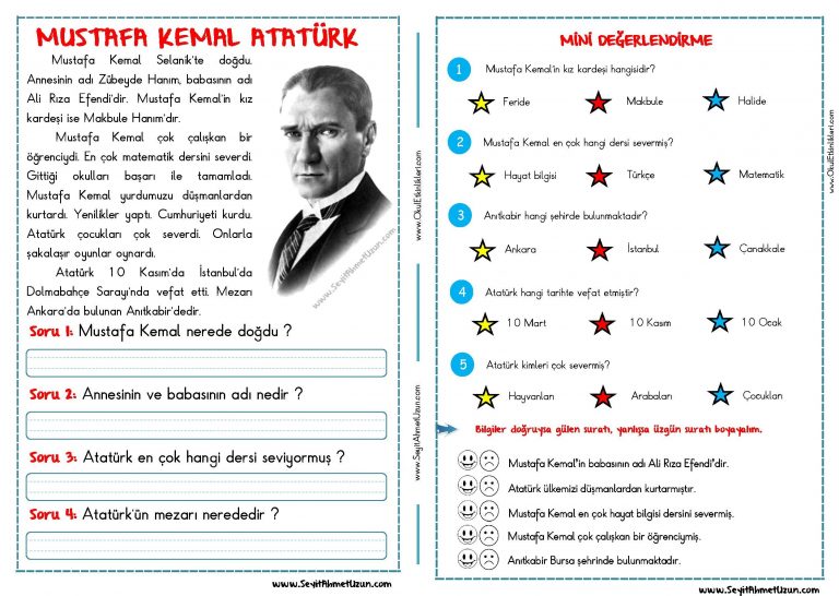 OKUMA ANLAMA METNİ – MUSTAFA KEMAL ATATÜRK - Seyit Ahmet Uzun – Eğitime ...