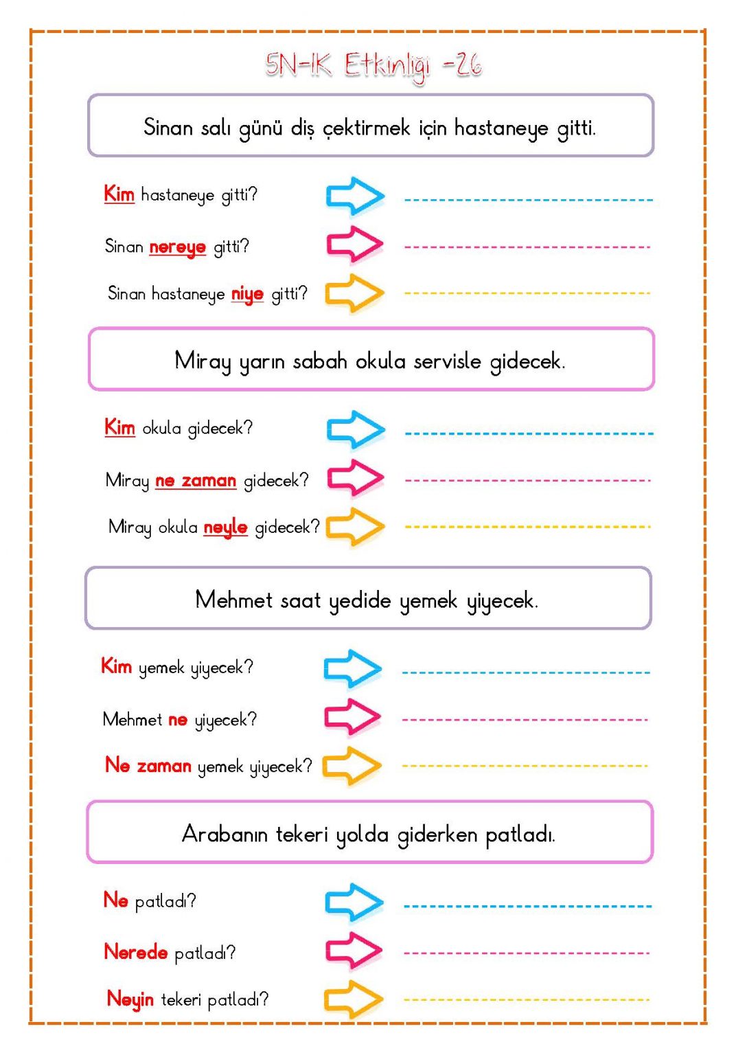 1. Sınıf 5N1K Etkinliği – 26 - Seyit Ahmet Uzun – Eğitime Yeni Bir Bakış